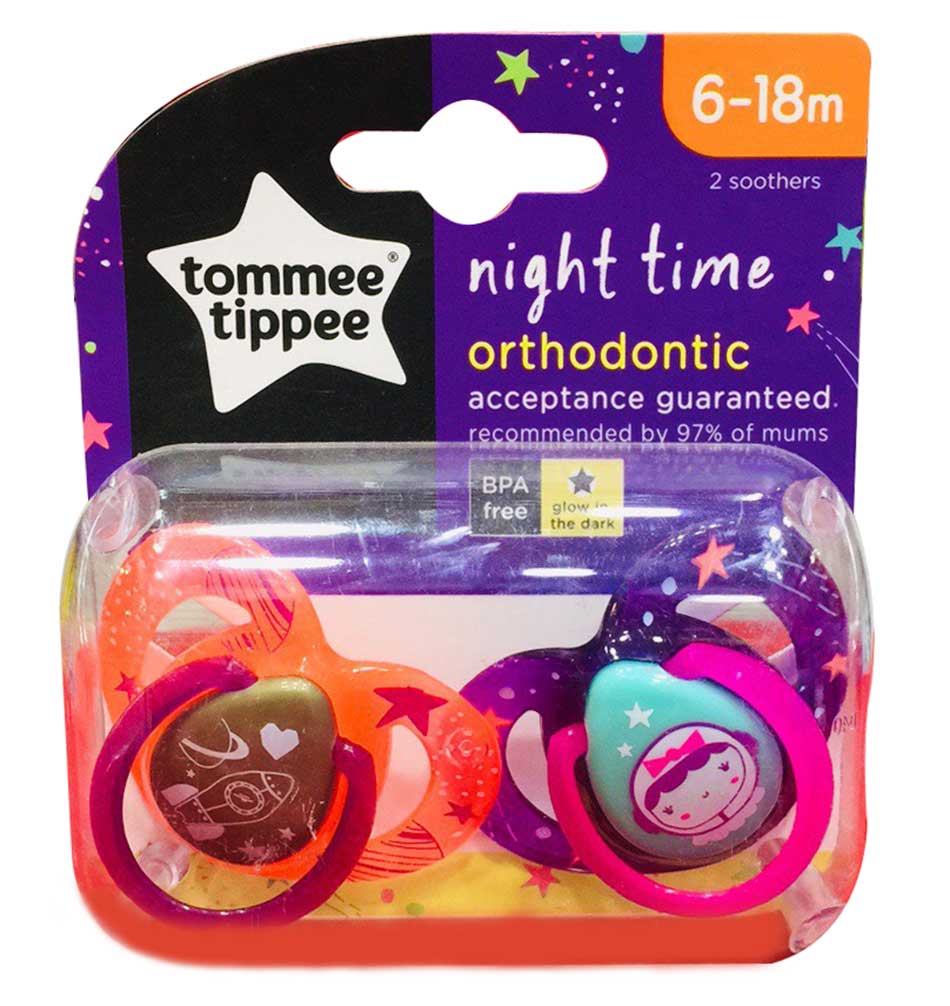Tommee Tippee Night Time Orthodontic Baby Pacifiers Orange