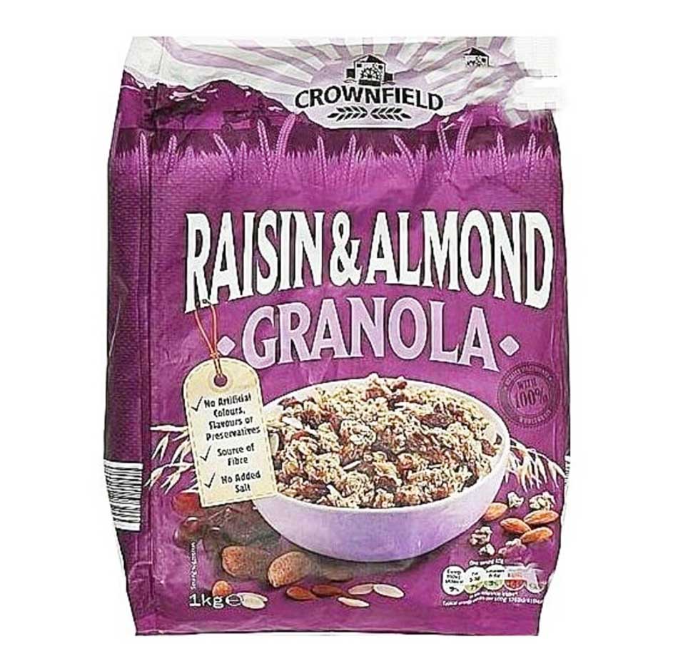 Crownfield Raisin & Almond Granola 1Kg -Cereals & Muesli