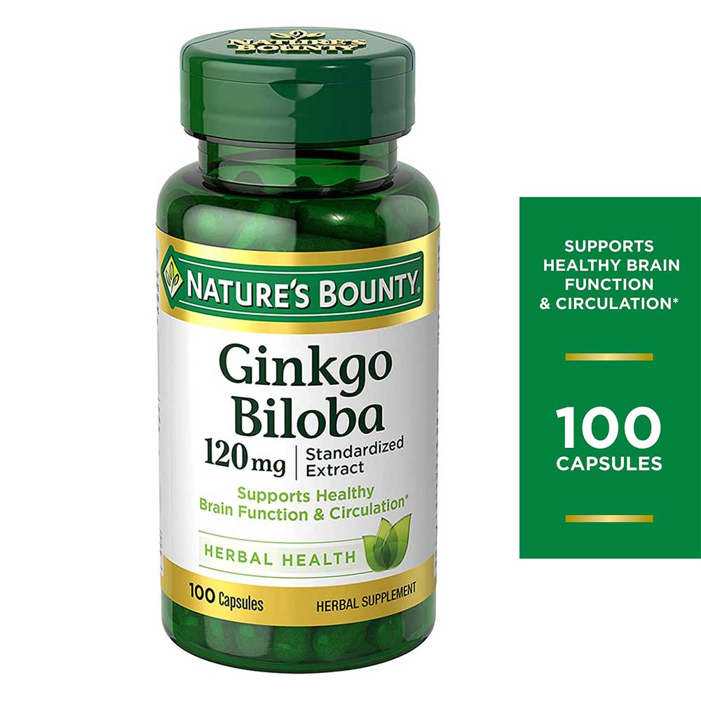 Nature’s Bounty Ginkgo Biloba Supplement 120mg 100 Capsules