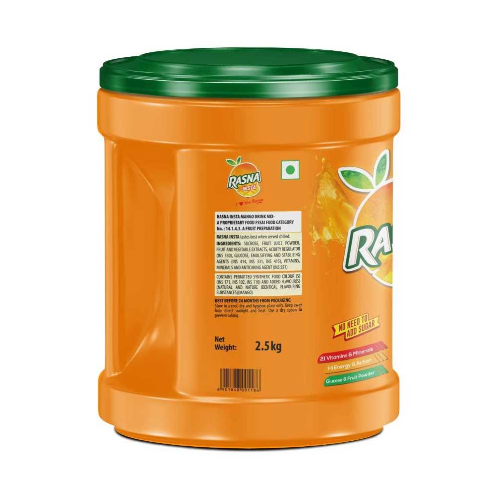 Rasna Fruit Plus Orange Instant Drink Mix Powder 2.5kg