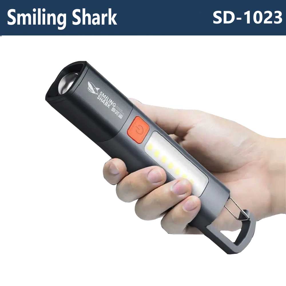 Smiling Shark SD1023 LED Waterproof Rechargeable Multifunctional Torch Light with Hook