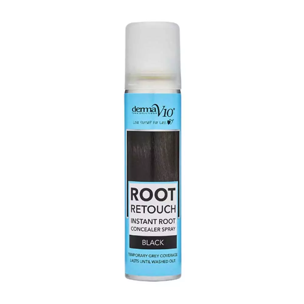 Derma V10 Instant Root Retouch Black Concealer Spray 75ml
