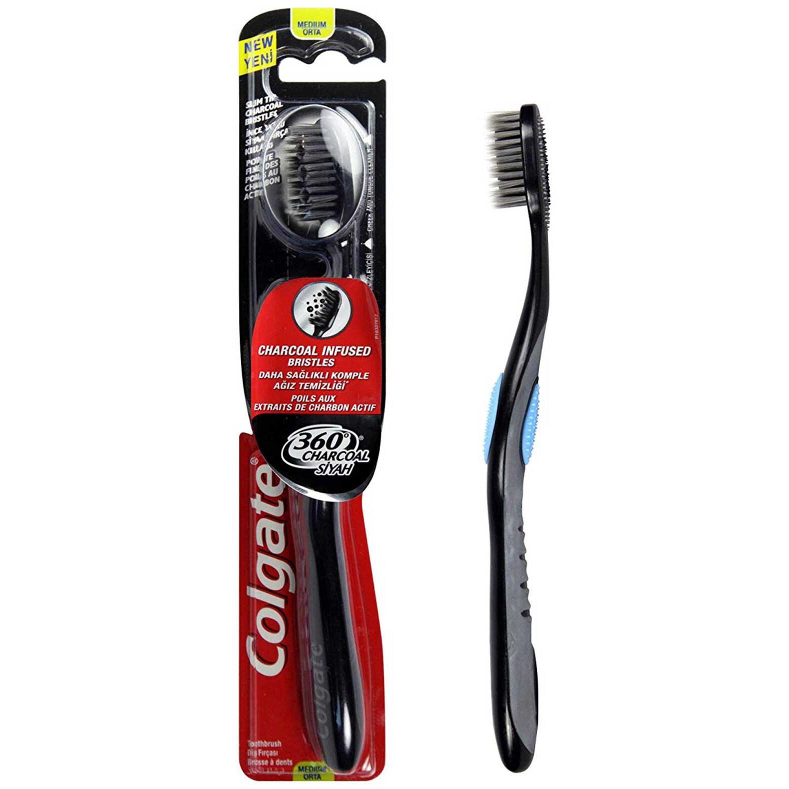 Colgate 360 Charcoal 2X Deeper Clean Soft Toothbrush - Toothbrushes
