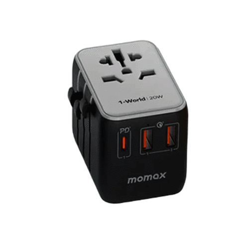 Momax 1-World+ 70W GaN 3 Port + AC Travel Adapter with USB-C Cable