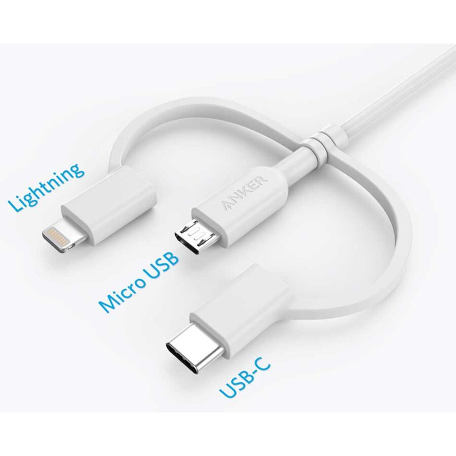 Anker PowerLine II 3 in 1 Lightning Type C Micro USB Cable