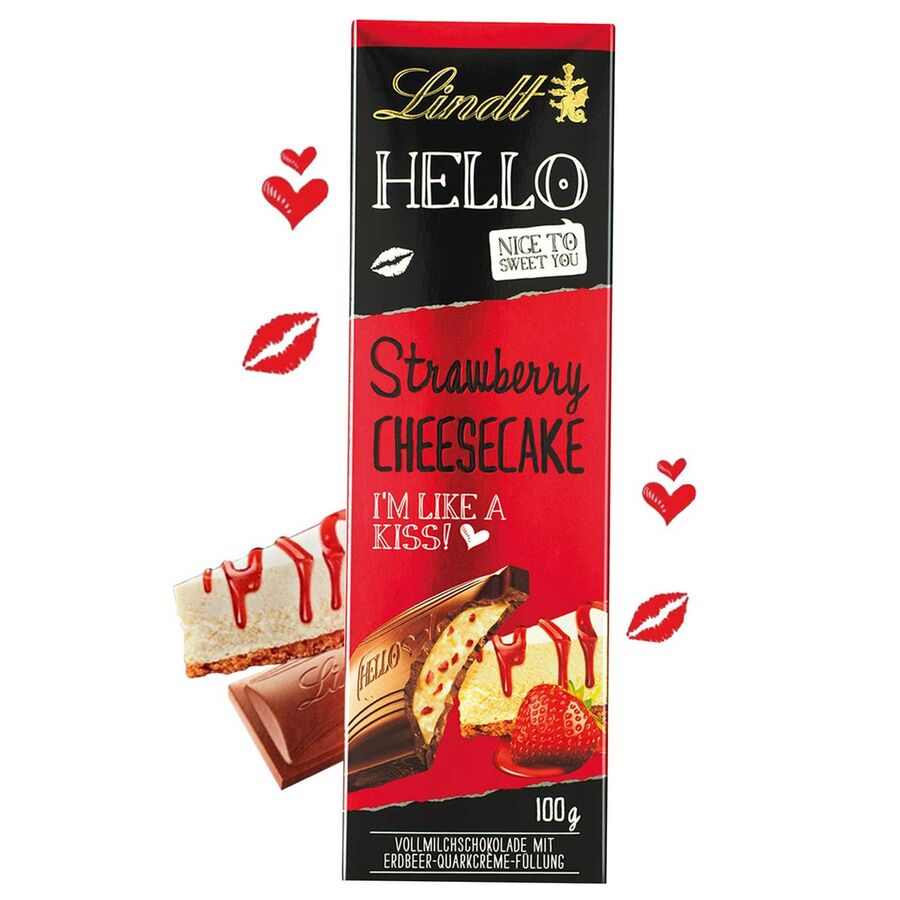 Lindt Hello Strawberry Cheesecake Bar 100g -Chocolates
