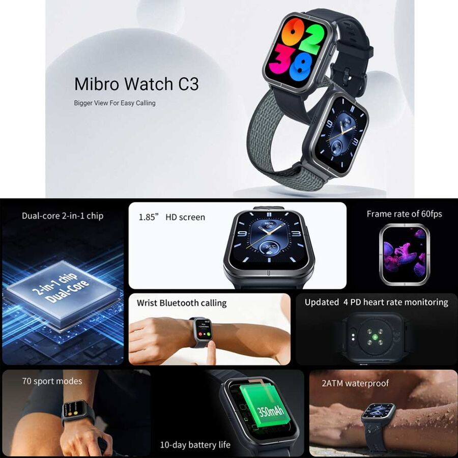 Mibro C3 Smart Watch Bluetooth Calling 10 Day Battery Life