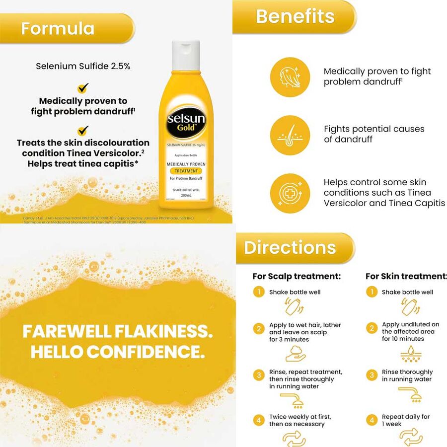 Selsun Gold Anti Dandruff Treatment Shampoo 200ml